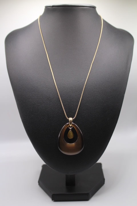 Vintage 'M&S' Marks and Spencer Gold Tone Acrylic Teardrop Pendant ...