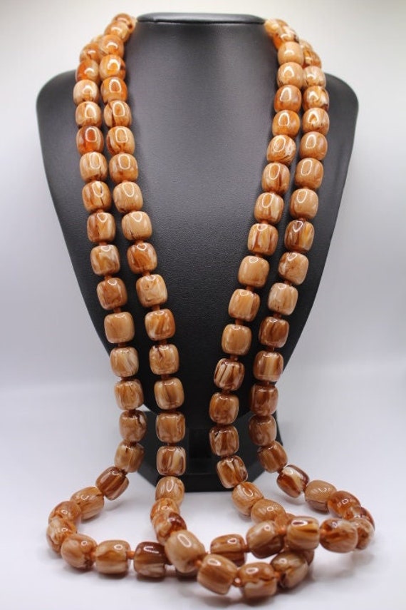 Vintage Esmor Super Long Beaded Earth Tone Necklace - Etsy