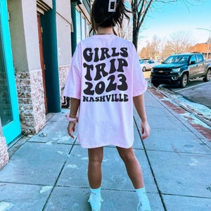 Comfort Colors Custom Retro Girls Trip Matching Tshirts, Oversized ...