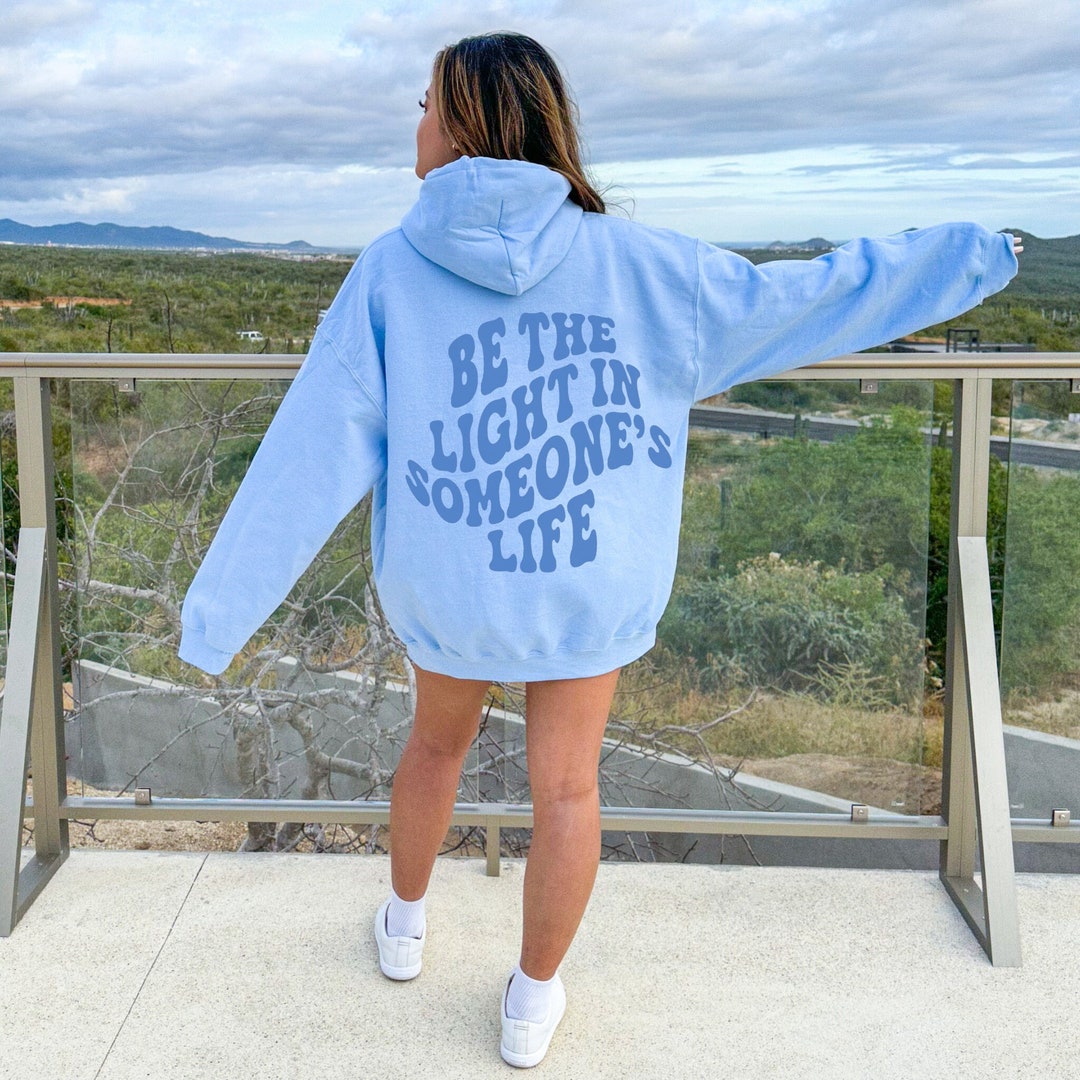 Be the Light Aesthetic Hoodie Message Back, Retro Back Print Hoodie ...