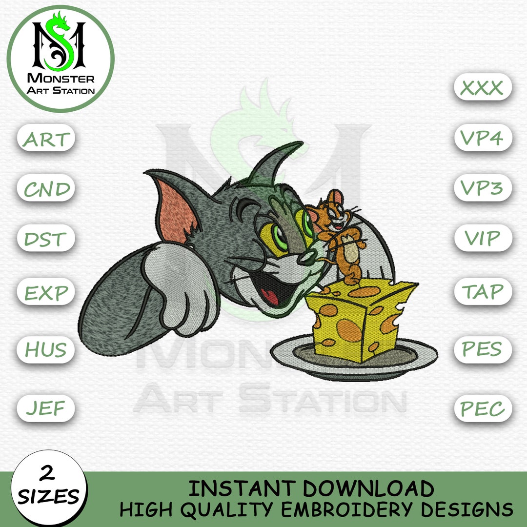 Tom and Jerry Machine Embroidery Design Tom and Jerry Cartoon ...