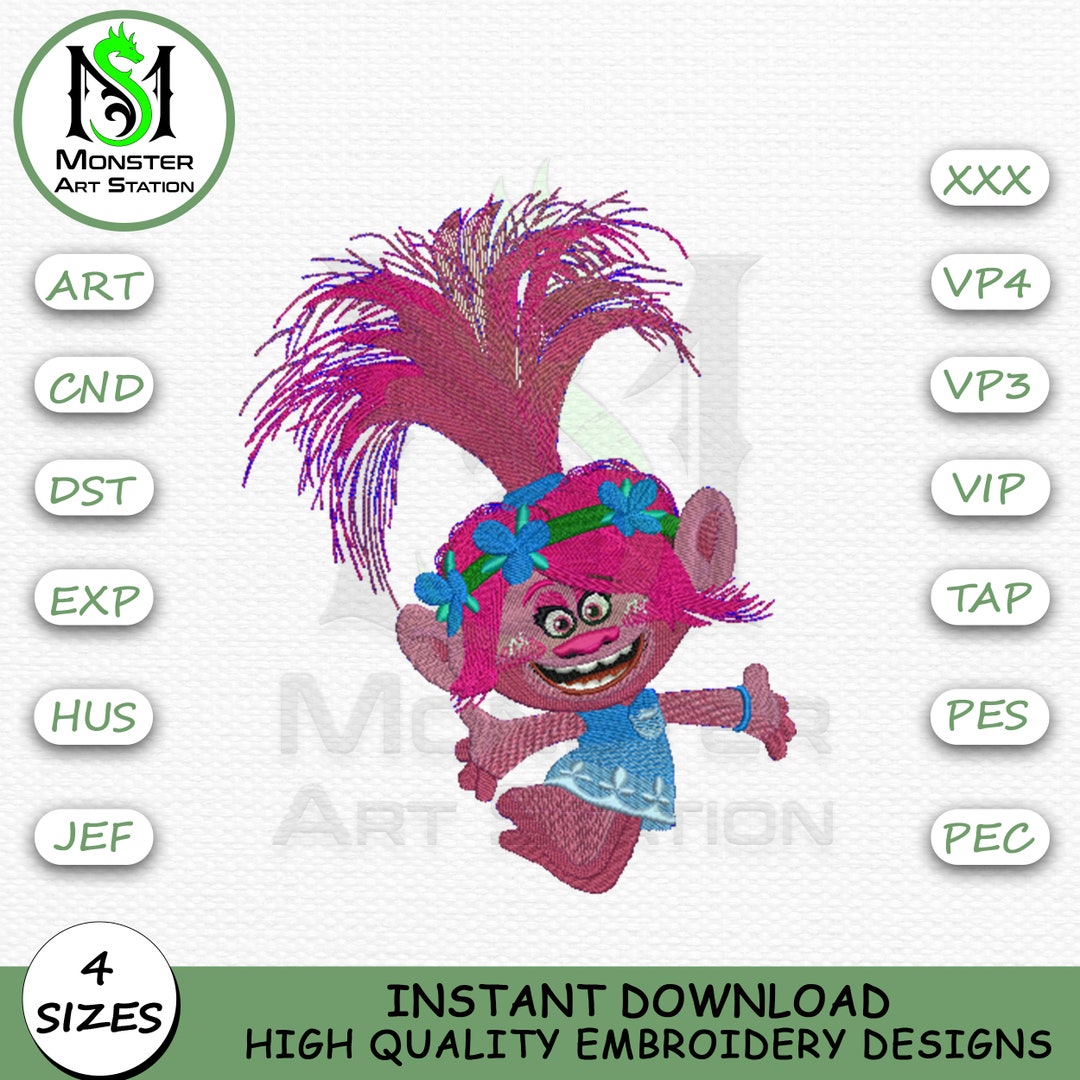 Princess Poppy Trolls Machine Embroidery Design Princess Poppy EMB ...
