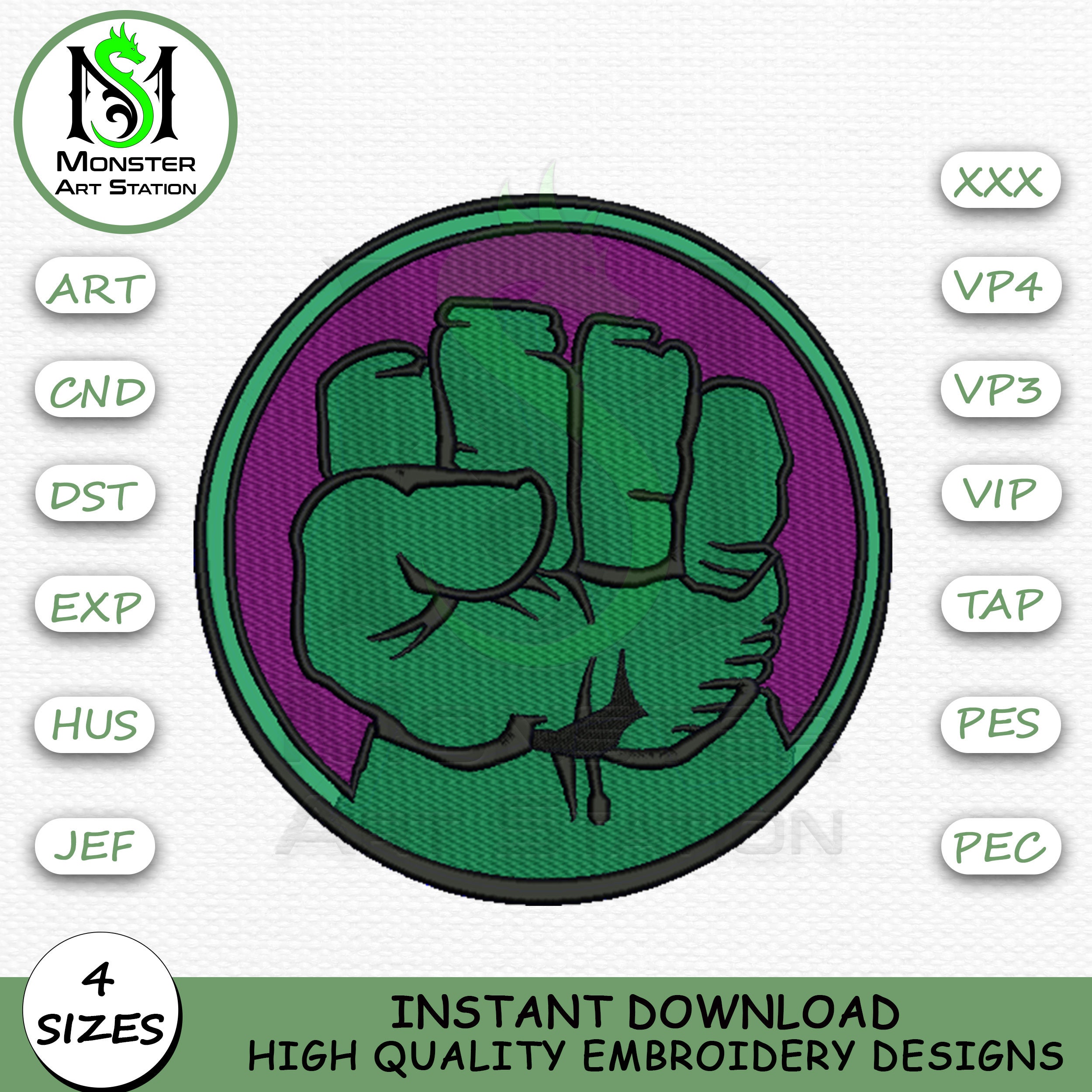 Hulk Logo Machine Embroidery Design Hulk Logo Digitizing Embroidery ...