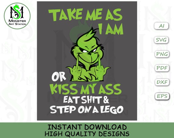 Kiss My Ass Vector Svg Cut File For Cricut Monster Art Etsy Australia