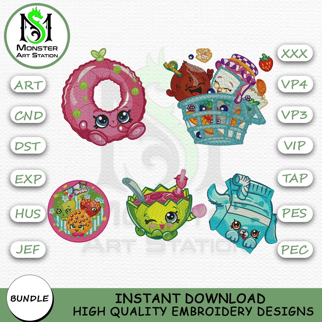 Shopkins Cartoon Embroidery Design Milk Bud, Mallory, Cartoon Character ...