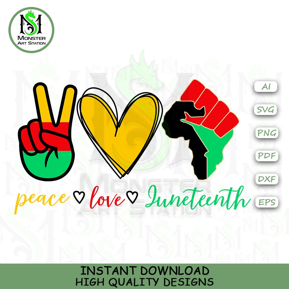 Peace Love Juneteenth Svg, Tampa-painting Svg, Juneteenth-holiday ...