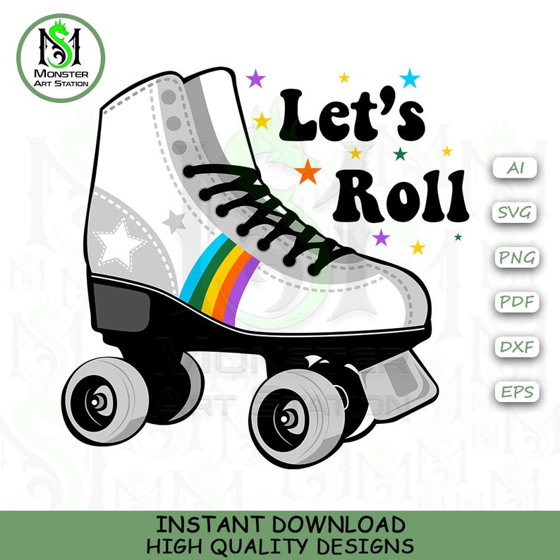 Let's Roll Svg Cut File for Cricut, Roller Skate Vector Svg, Roller ...