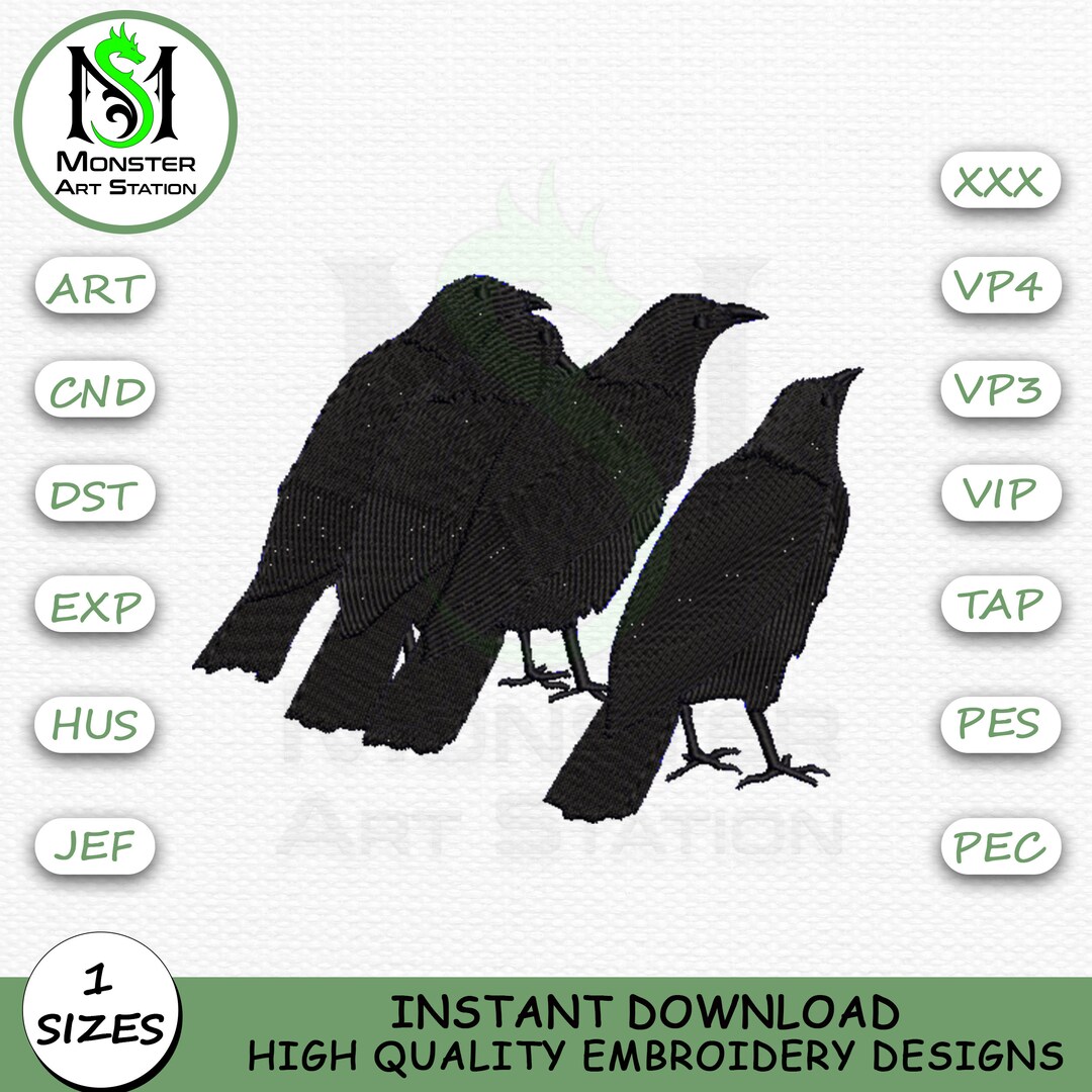 American Crow Machine Embroidery Design American Crow Embroidery ...