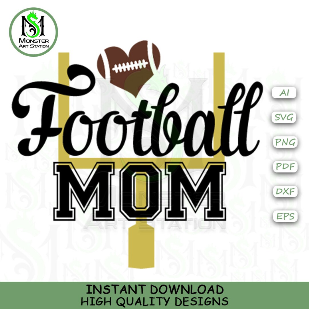Football Mom Vector Svg Cut File for Cricut Monster Art Station - Etsy