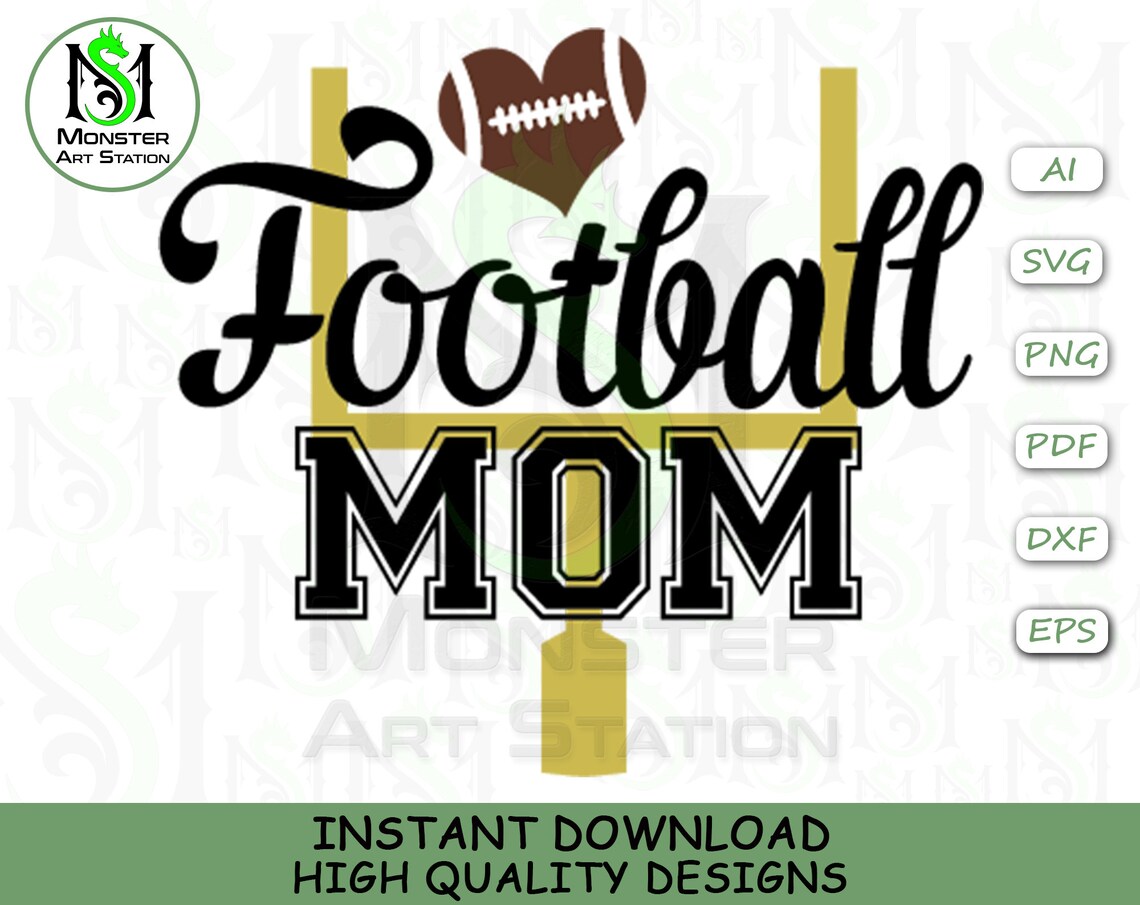 Football Mom Vector Svg Cut File for Cricut Monster Art Station - Etsy