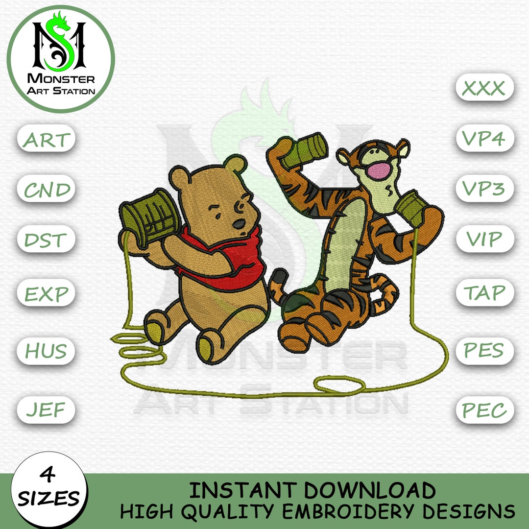 Winnie the Pooh and Tigger Embroidery Design Pooh and Tigger EMB Digitizing 4 Hoop Sizes ...
