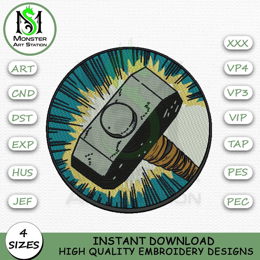 Thor's Hammer Logo Machine Embroidery Design Thor's Hammer Logo ...