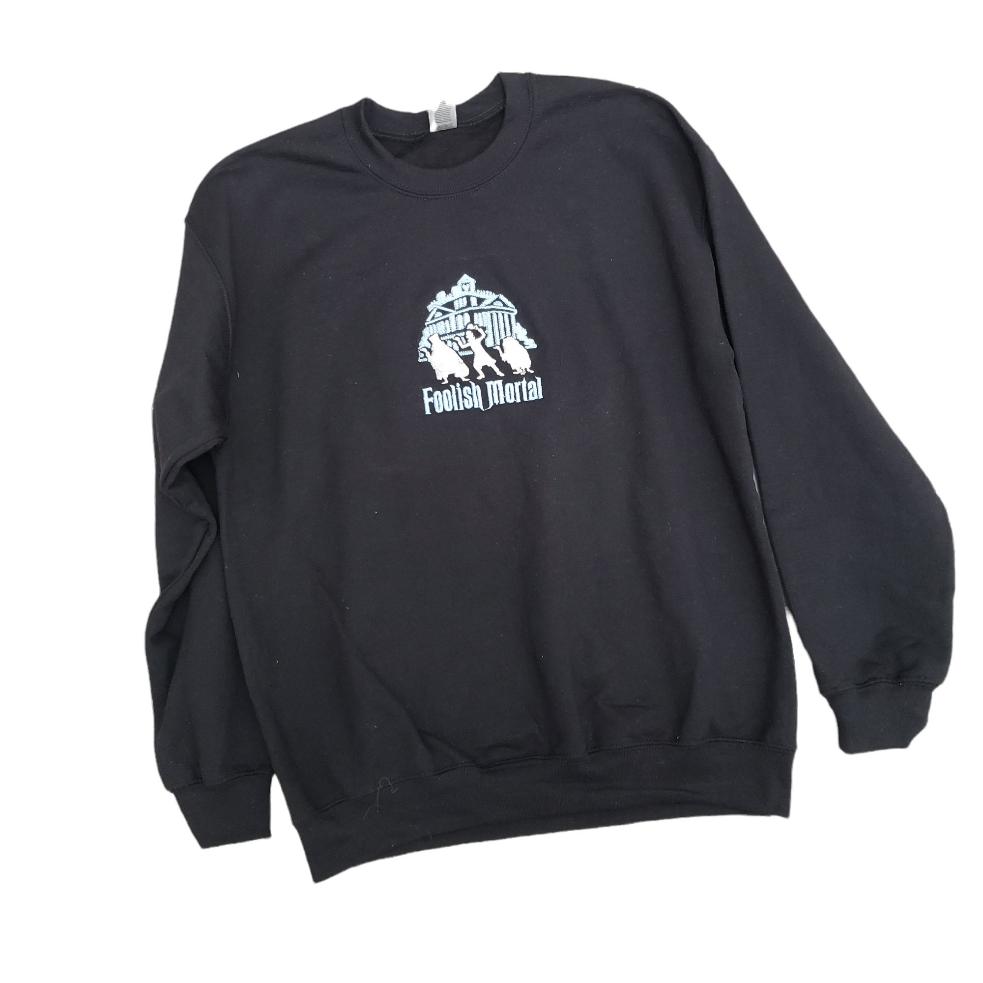 Haunted Mansion Hitchhiking Ghosts Embroidered Sweater Black Glow in ...