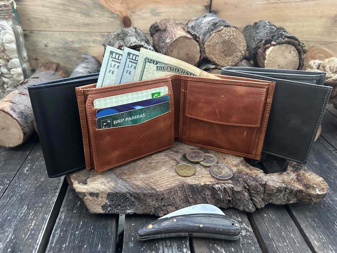 Regalo día del padre, billetera personalizada, billetera de cuero ...