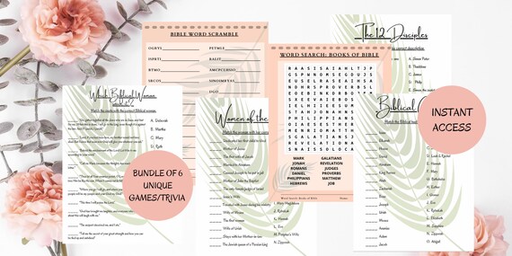 BIBLE BUNDLE GAMES Trivia/word Search/unscramble Bible - Etsy