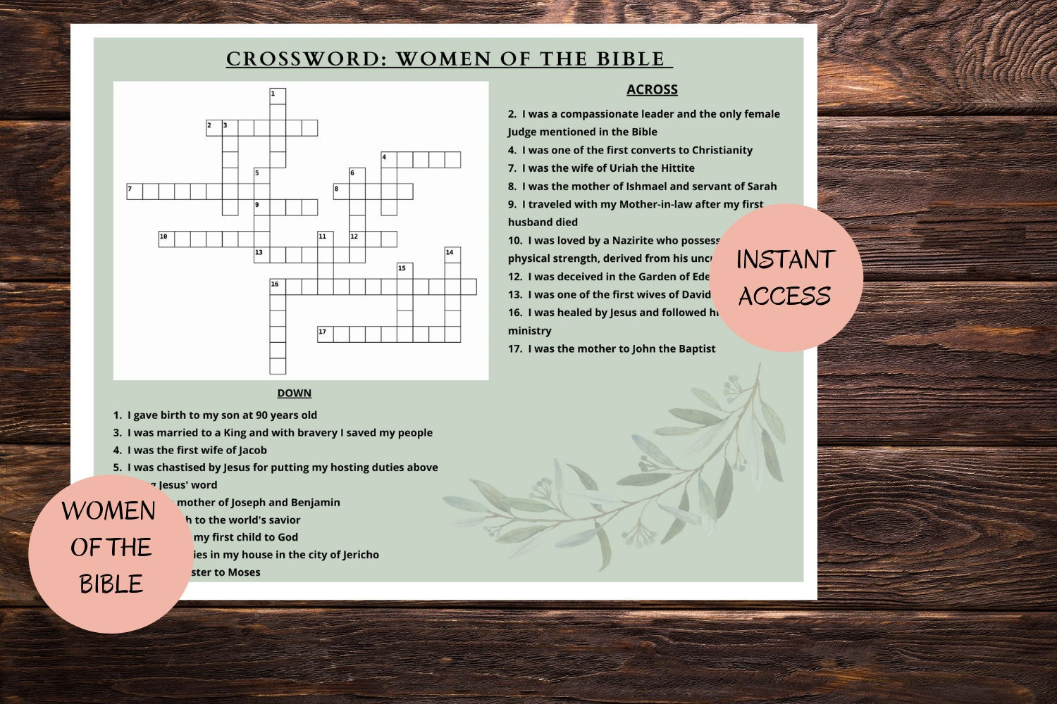 WOMEN of the BIBLE CROSSWORD - Bible Study - Biblical Women - Church ...