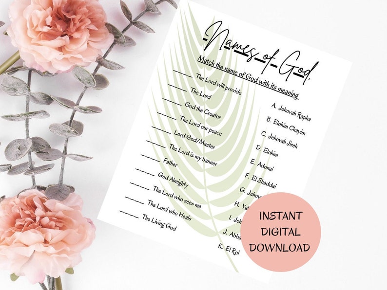 BIBLE TRIVIA | Names of GOD | Matching Bible Game | Bible Study ...