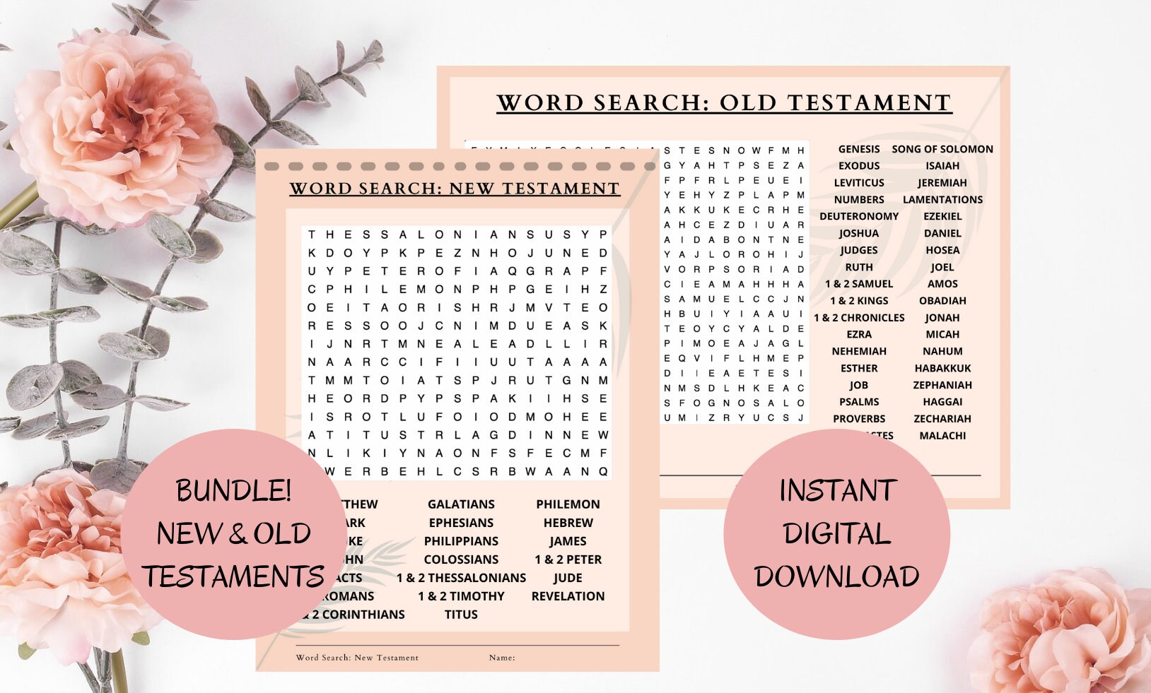 OLD and NEW TESTAMENT Word Search | Bible Study | Church Groups ...