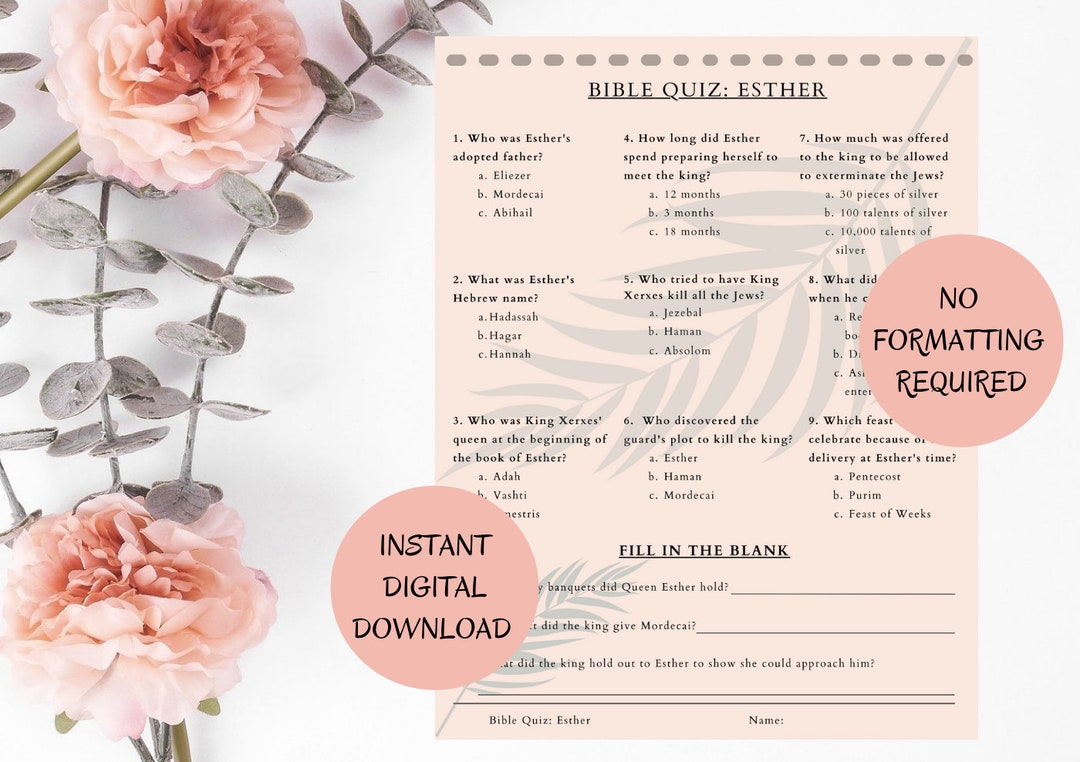 BOOKS of the BIBLE - ESTHER Quiz - Women of the Bible - Bible Study ...