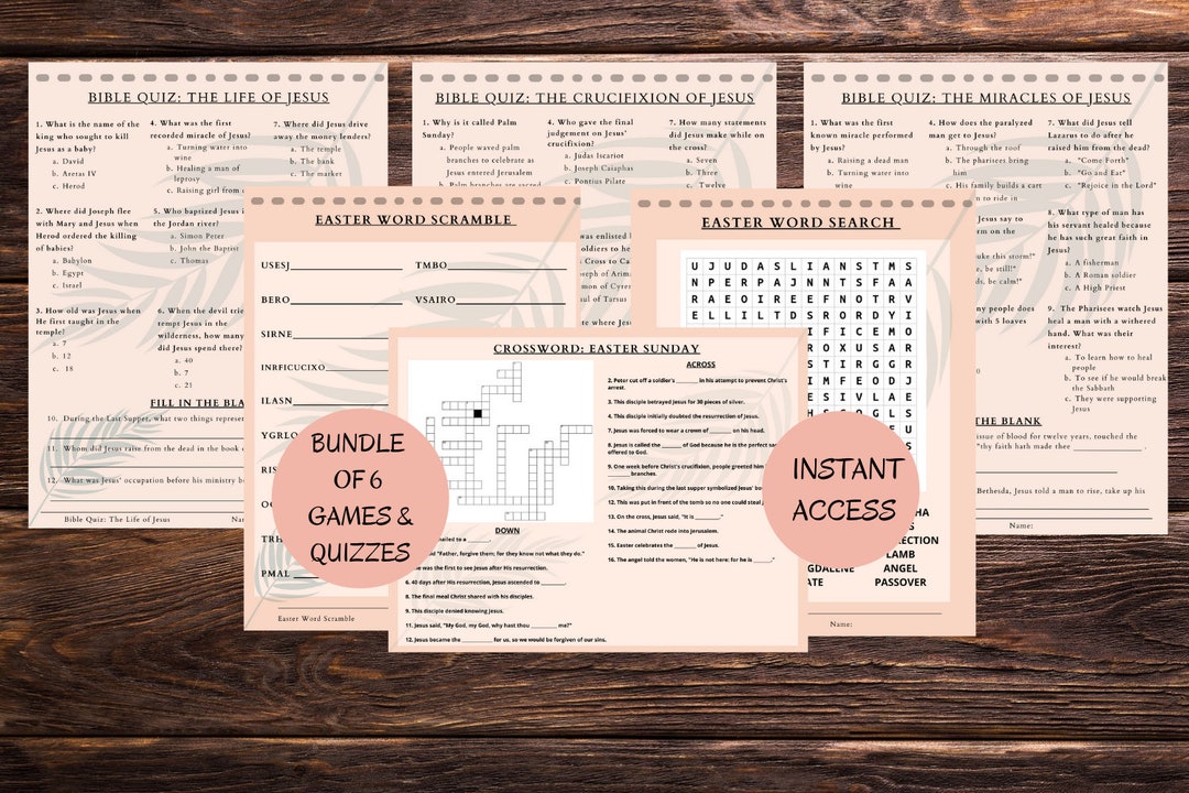 EASTER BIBLE BUNDLE - Trivia/word Search/crossword/unscramble - Bible ...