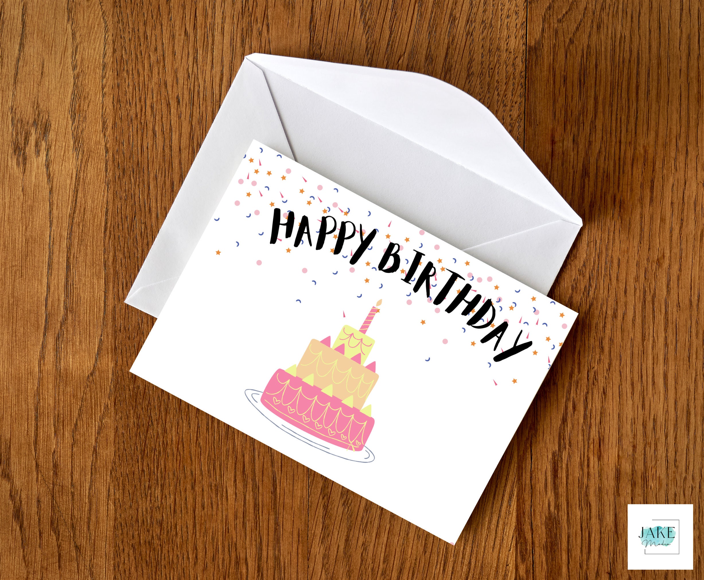 Instant Download Happy Birthday Cake Card - Etsy