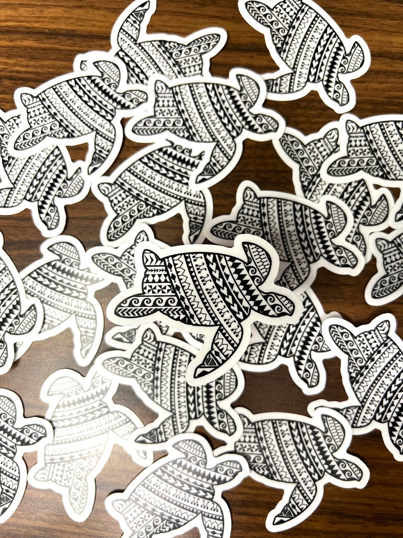 Honu / Sea Turtle Black and White Sticker for Waterbottle, Laptop - Etsy