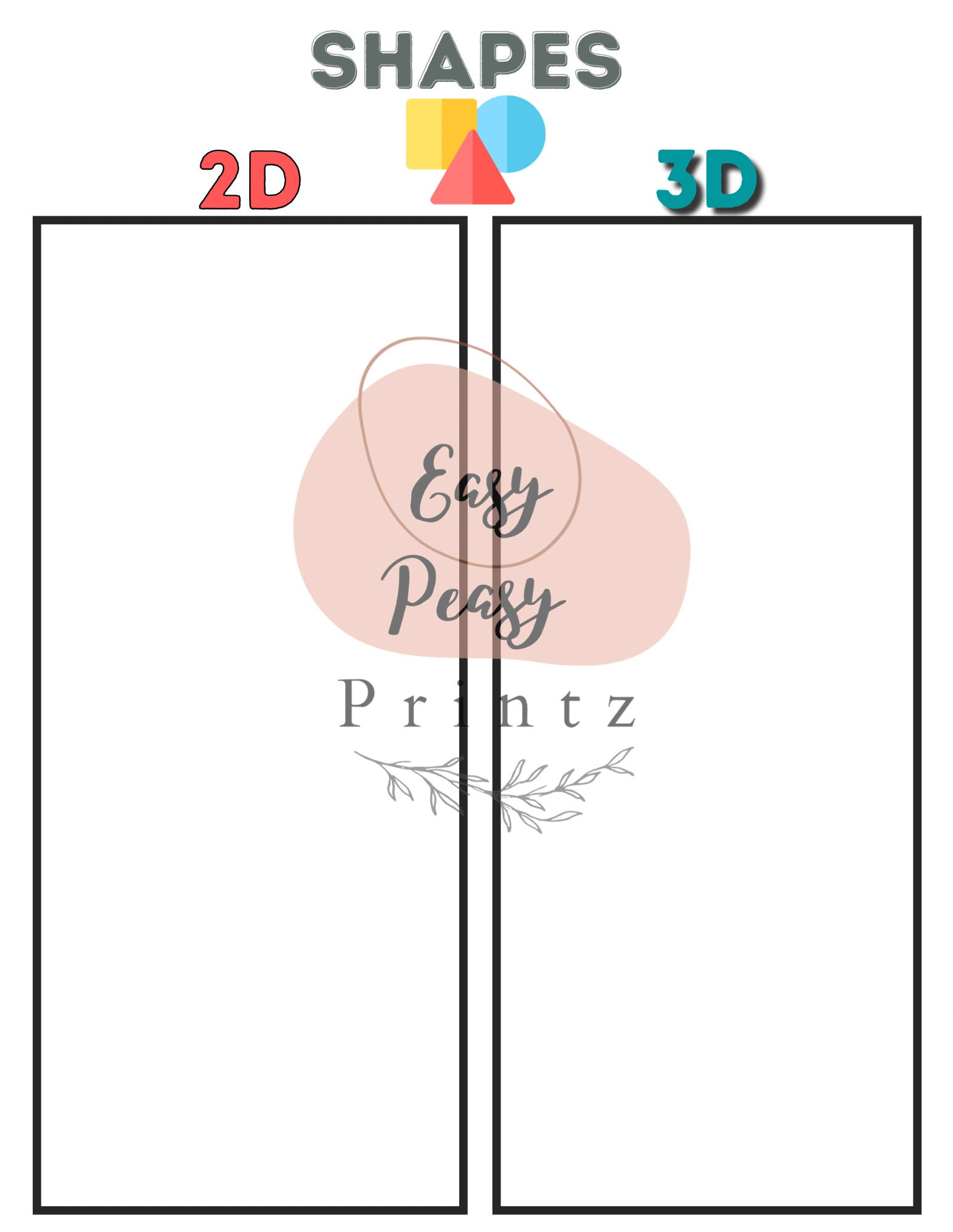 Shape Matching/sorting Printable 2D and 3D, Learning Shapes, Preschool ...