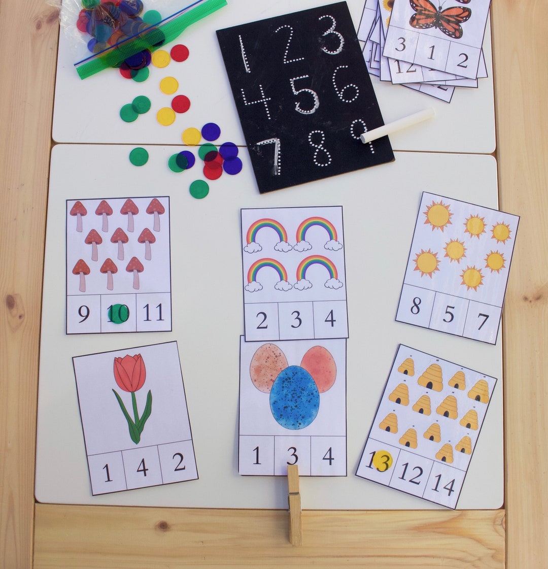 Spring Themed Counting Flash Cards #1-15, Count and Clip, Number Flash ...