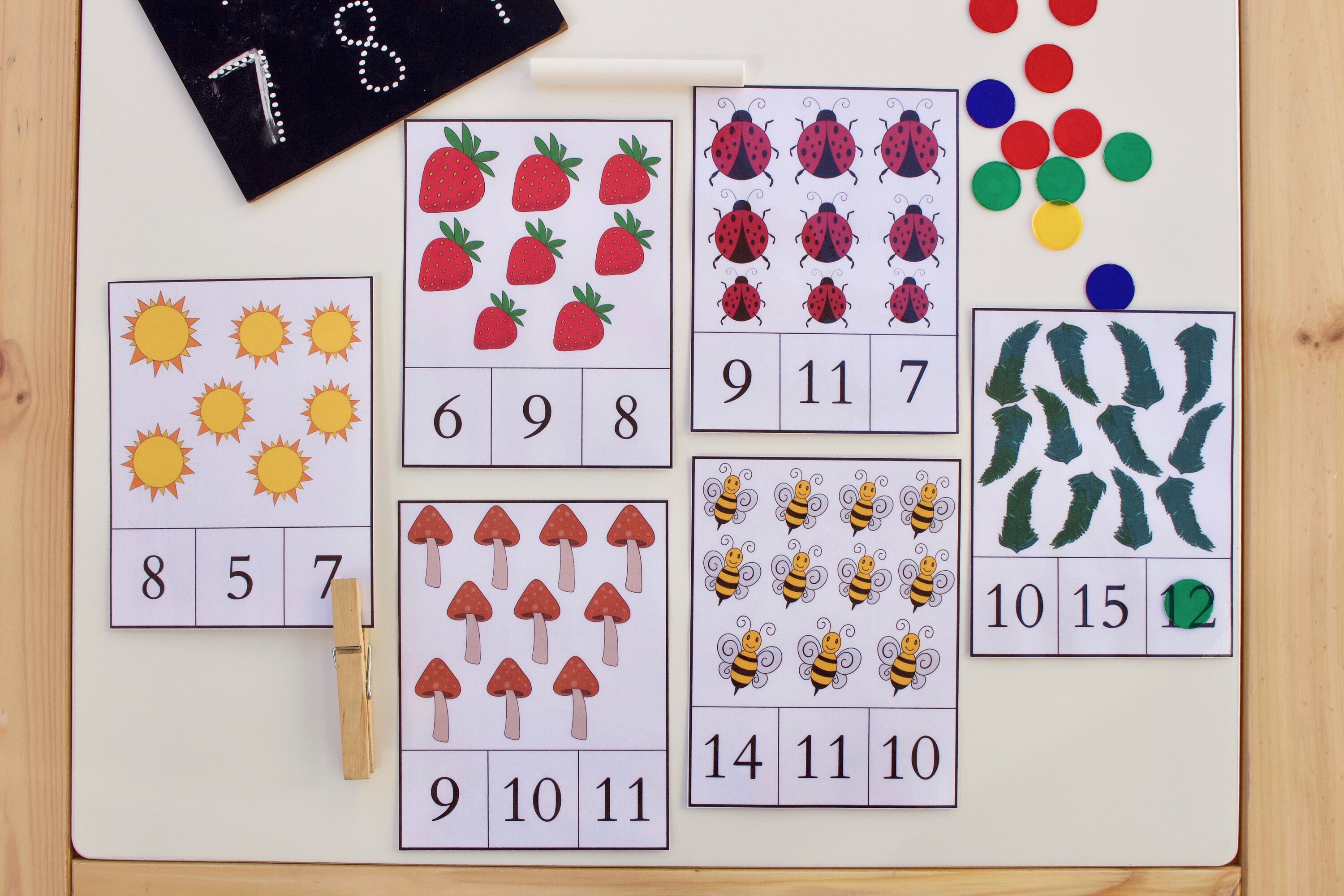 Spring Themed Counting Flash Cards 1-15, Count and Clip, Number Flash ...