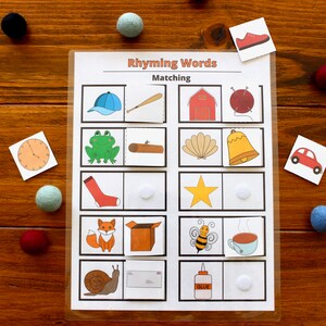 Rhyming Words Matching Printable, Educational Learning, Preschool and ...