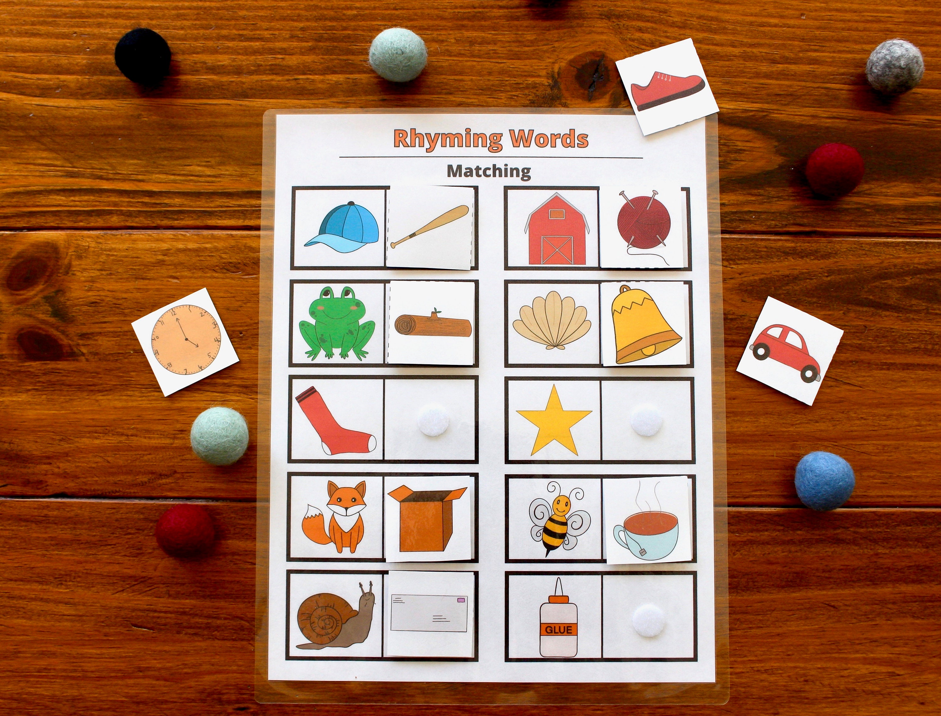 Rhyming Words Matching Printable, Educational Learning, Preschool and ...