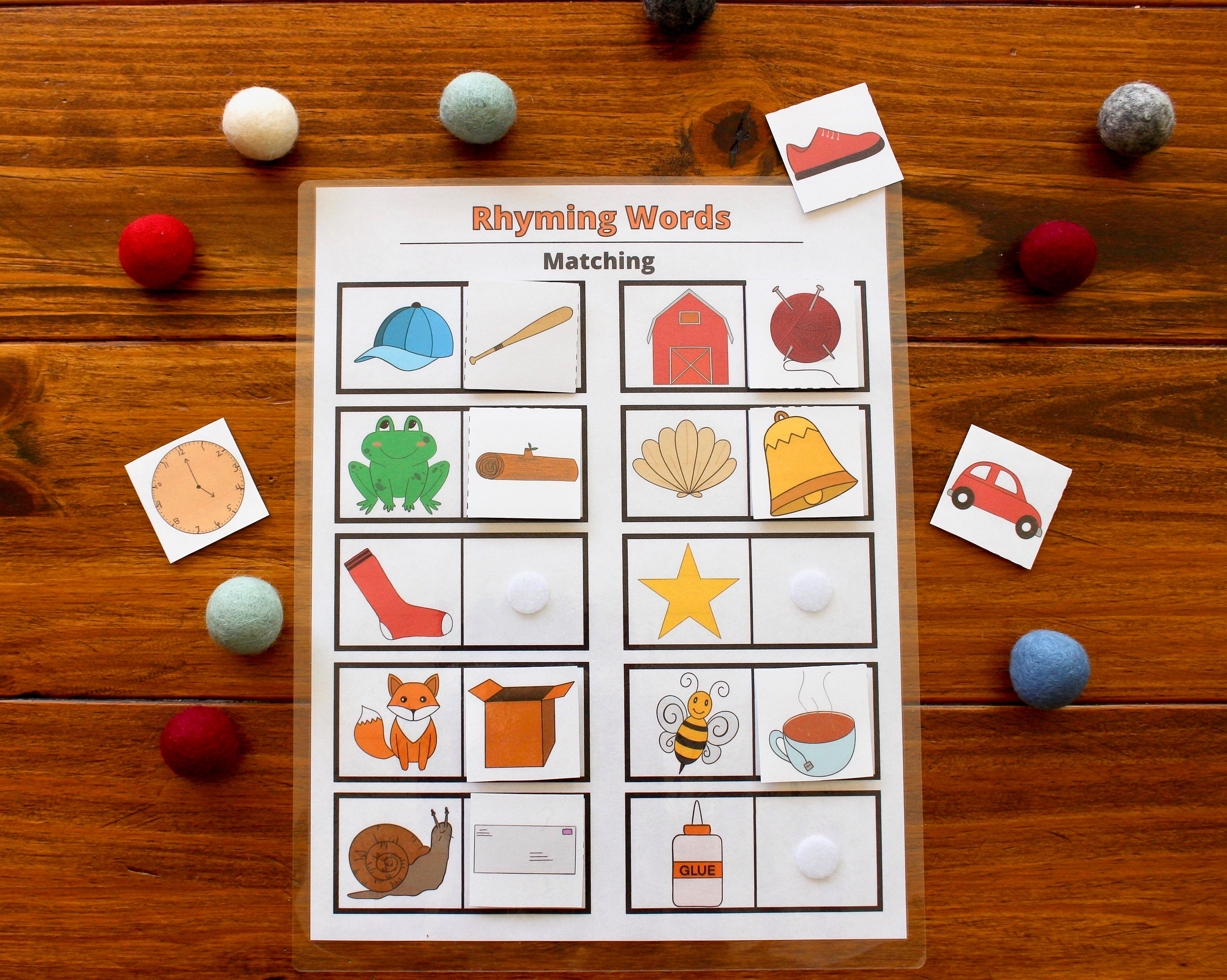 Rhyming Words Matching Printable, Educational Learning, Preschool and ...