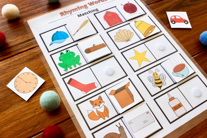 Rhyming Words Matching Printable, Educational Learning, Preschool and ...