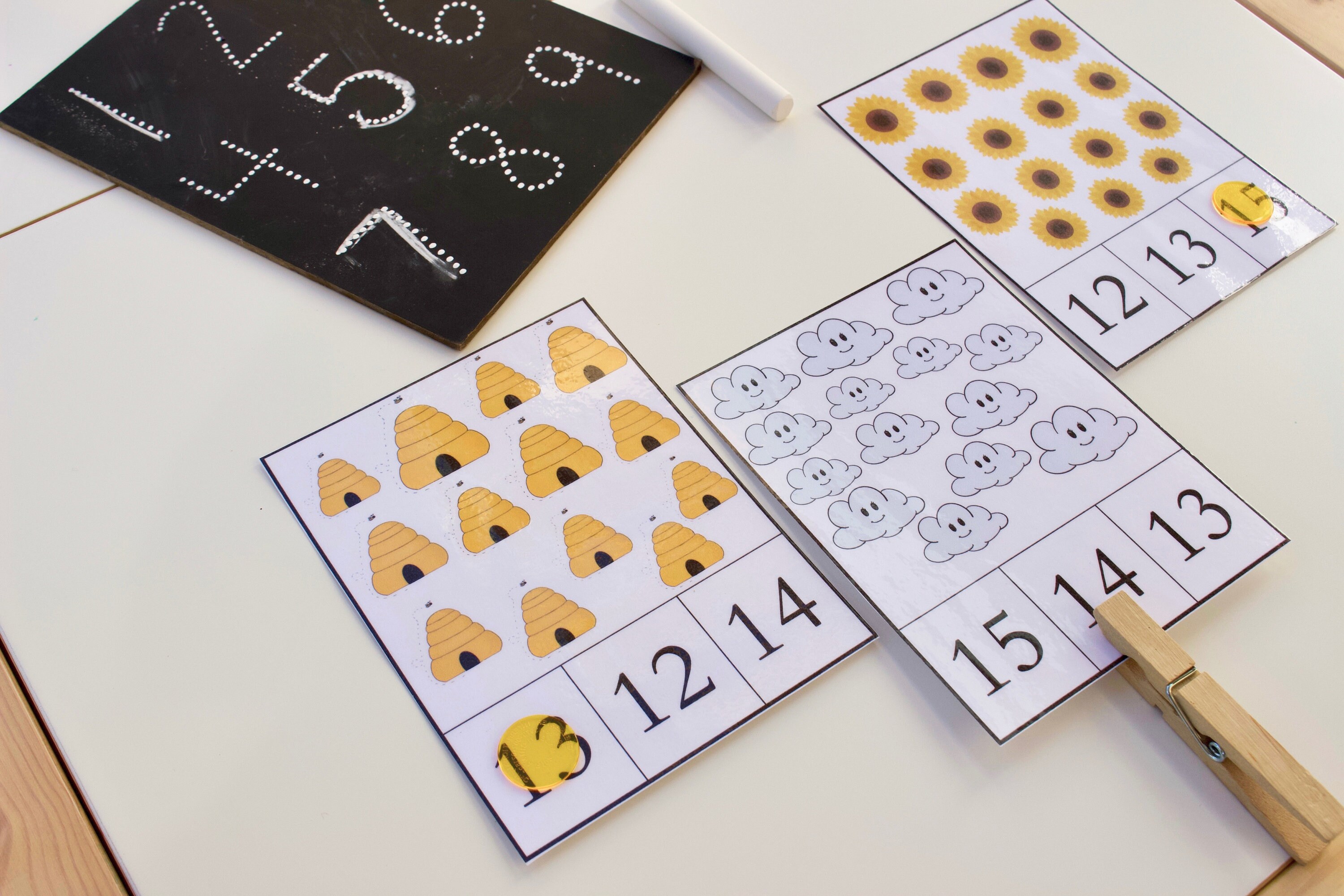 Spring Themed Counting Flash Cards 1-15, Count and Clip, Number Flash ...