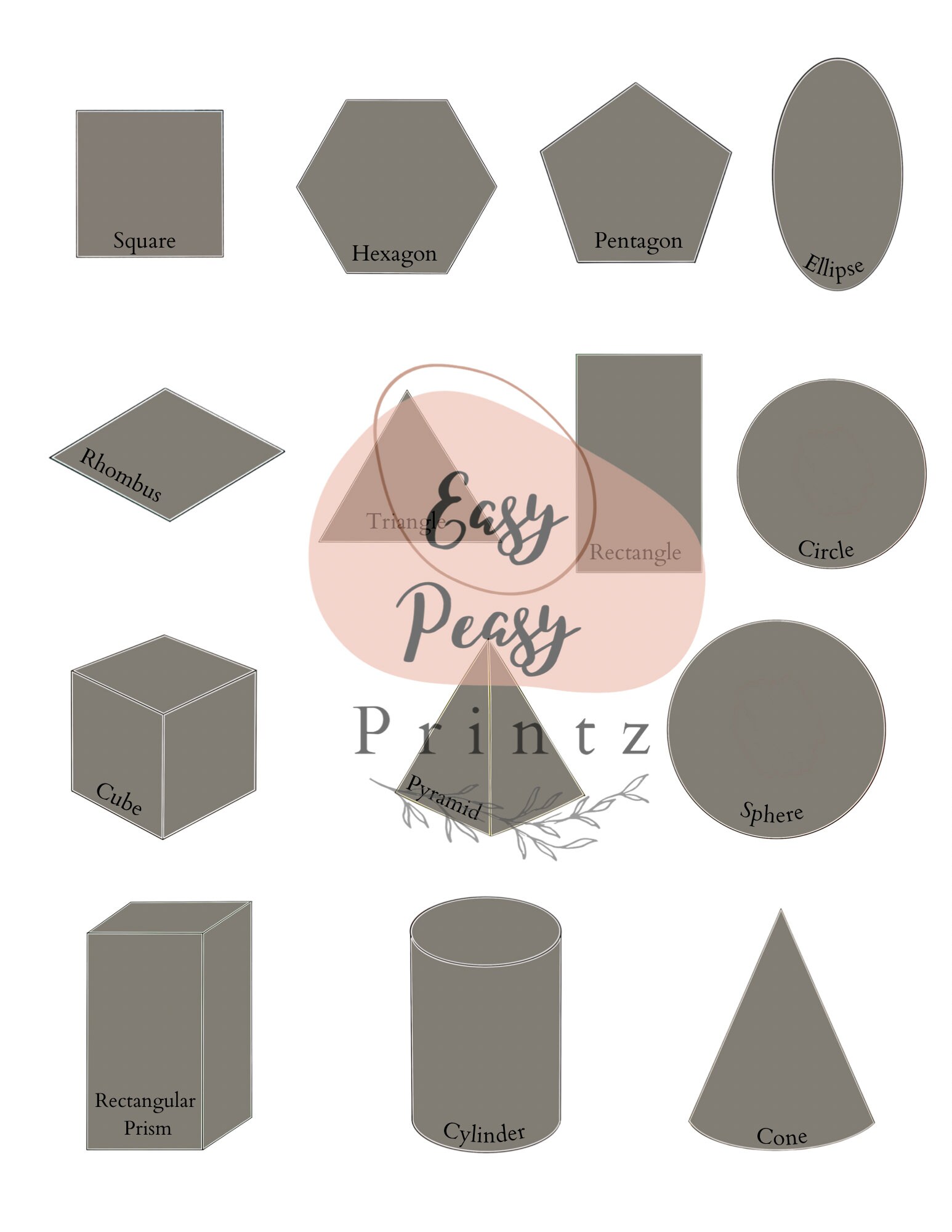 Shape Matching/sorting Printable 2D and 3D, Learning Shapes, Preschool ...