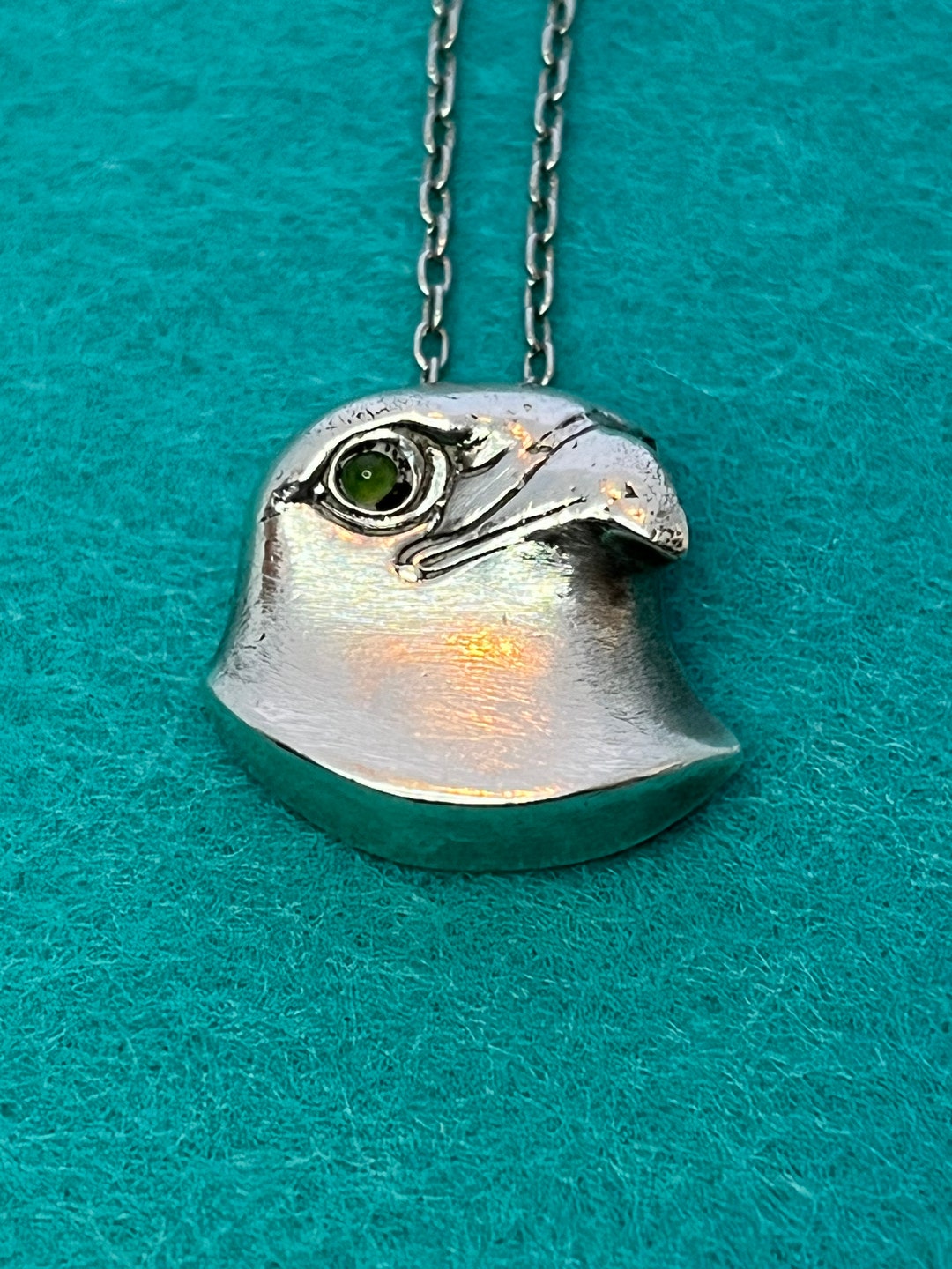 Vintage .925 Sterling Silver Falcon Head Pendant and Necklace - Etsy