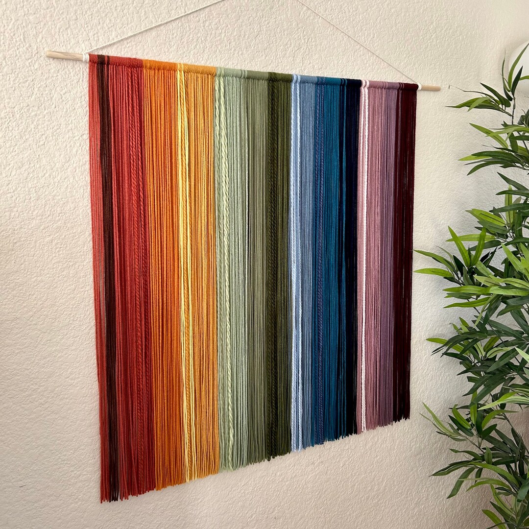 Large Rainbow Yarn Wall Hanging, Rainbow Macrame, Rainbow Nursery ...