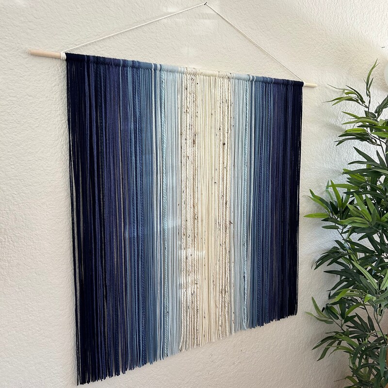 Blue Macrame Wall Hanging - Etsy