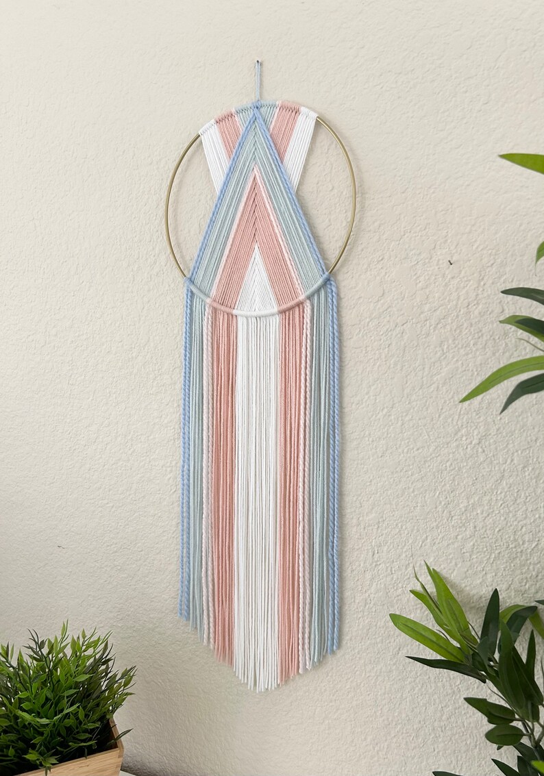 Blue and Pink Wall Hanging, Trans Pride Flag, Boho Wall Decor, Nursery ...