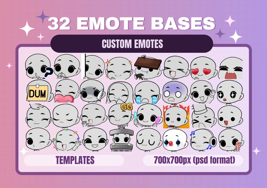 32 Emote Bases/ Emote Base Pack / YCH Emoticons / Templates / Draw Your ...