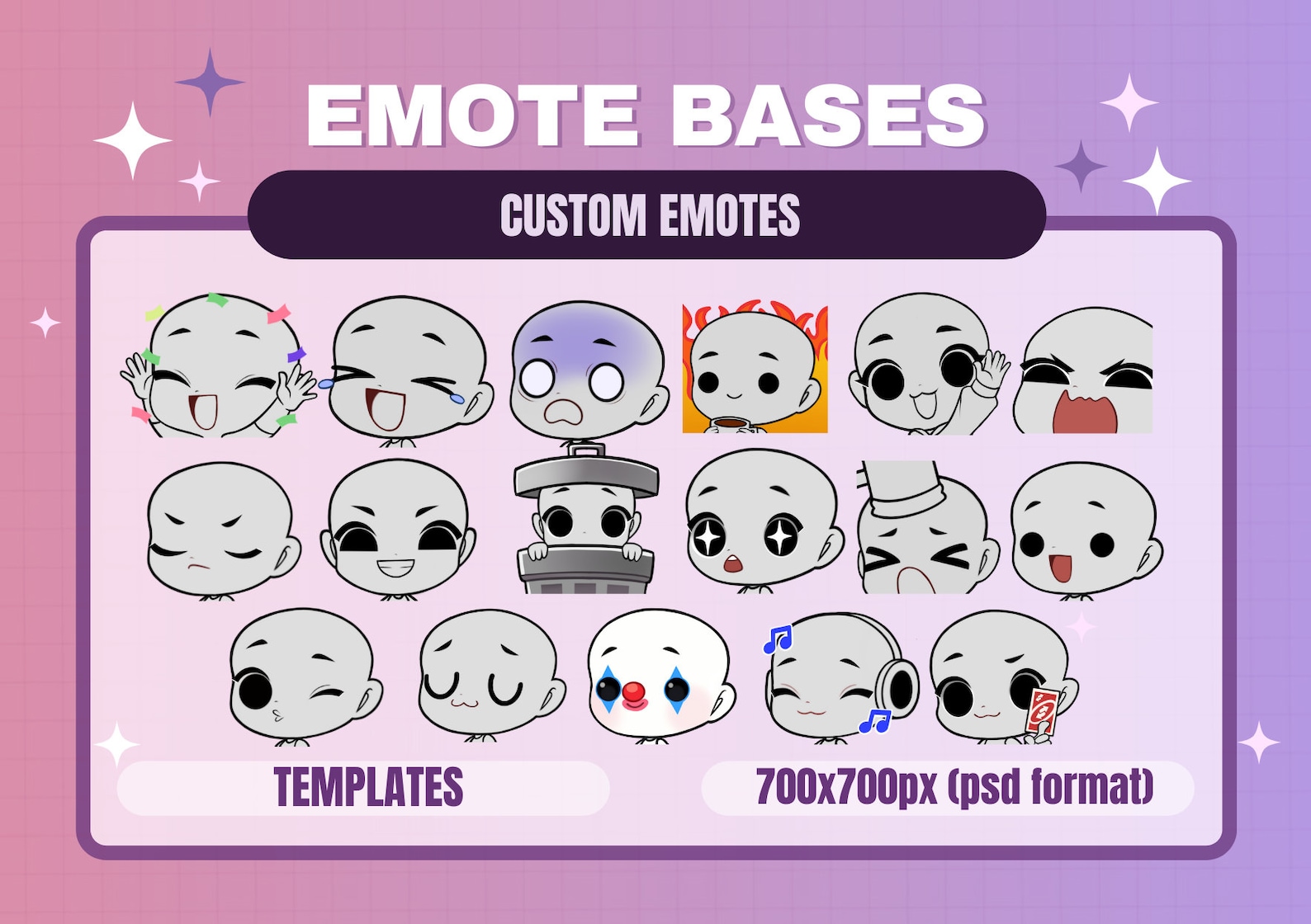 Emote Base Pack Ych Emotes Templates Draw Your Own Emotes Etsy
