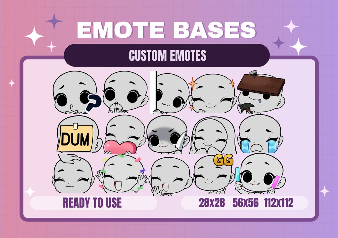 Emote Base Pack / YCH Emoticons / Templates / Draw Your Own - Etsy