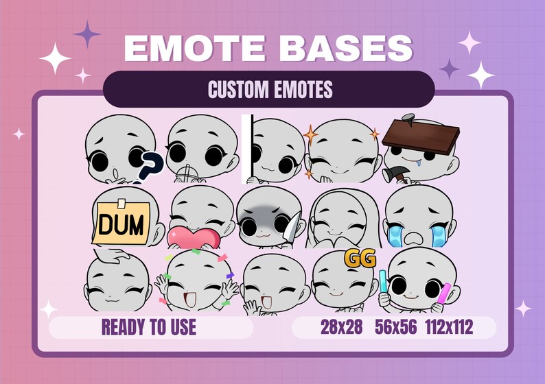 Emote Base Pack / YCH Emoticons / Templates / Draw Your Own - Etsy