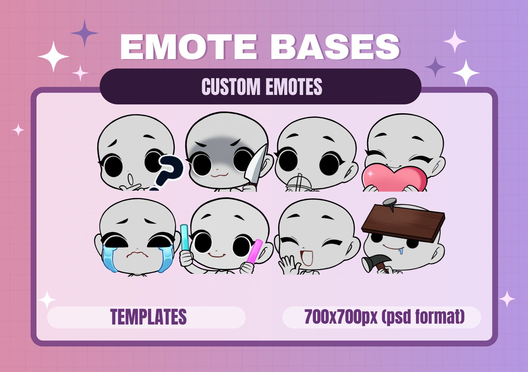 Emote Base Pack / YCH Emotes / Templates / Draw Your Own - Etsy