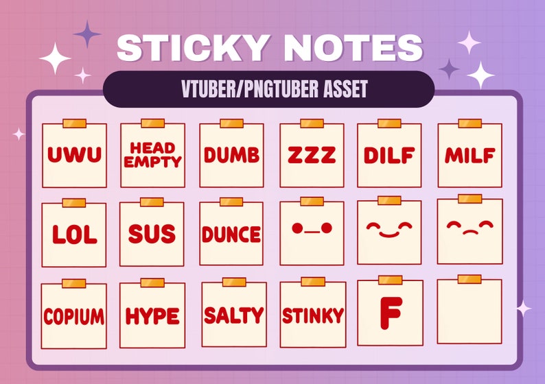 Vtuber / Pngtuber Sticky Note / Funny Stream Overlay / Assets - Etsy