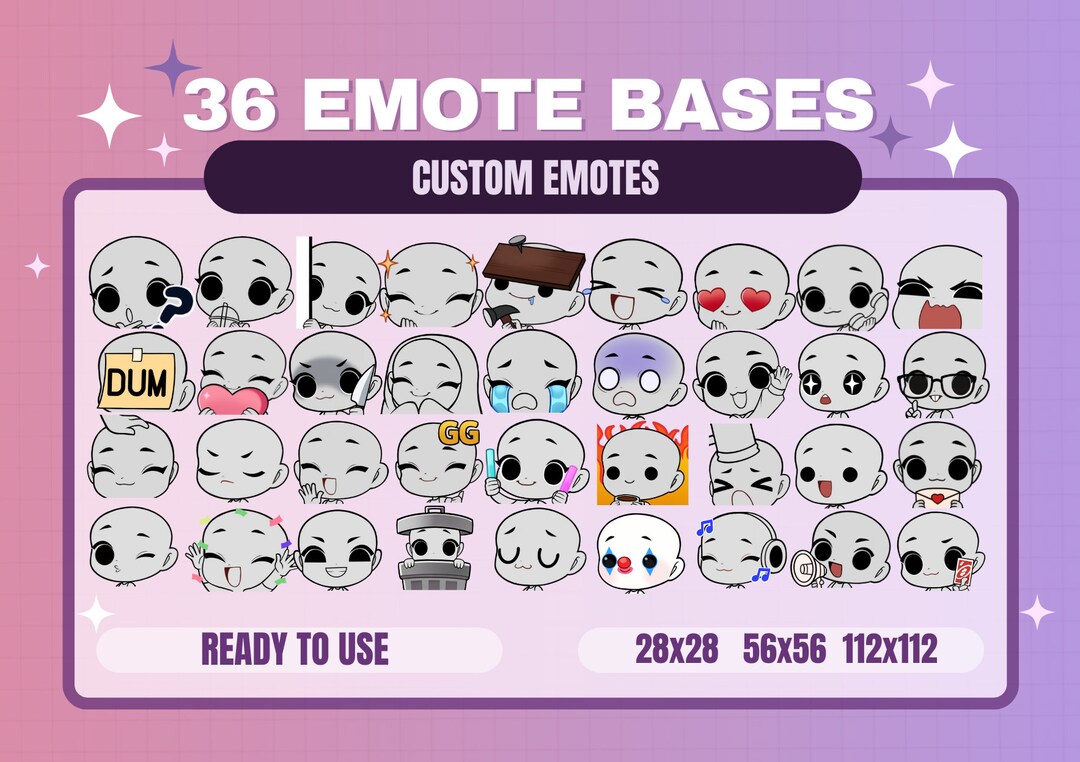 36 Emote Bases/ Emote Base Pack / YCH Emoticons / Templates / - Etsy