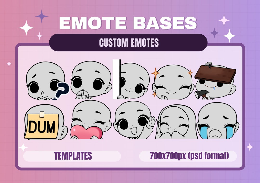 Emote Base Pack Ych Emotes Templates Draw Your Own Emotes Etsy