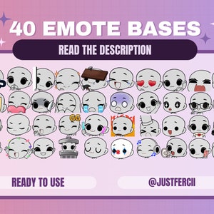 40 Emote Bases/ Emote Base Pack / YCH Emoticons / Templates / Draw Your ...