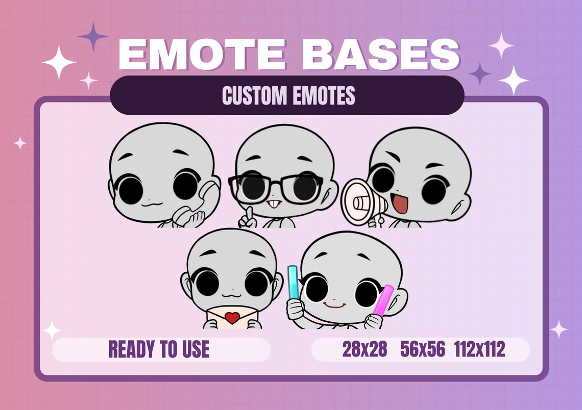 40 Emote Bases/ Emote Base Pack / YCH Emoticons / Templates / Draw Your ...