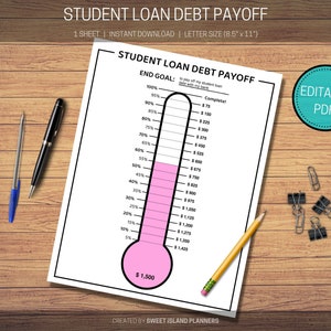 Student Loan Debt Tracker Student Debt Student Loans Debt - Etsy